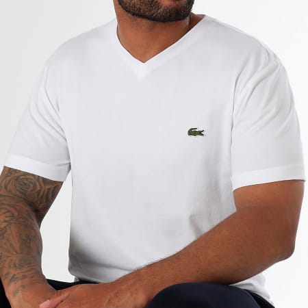 Lacoste v neck t shirt white store