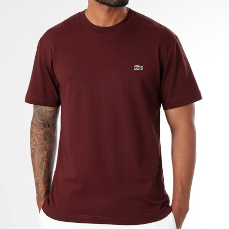 Tee Shirt Logo Brode Crocodile Classic Fit Bordeaux