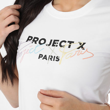 Project X Paris - Tee Shirt Col Rond Femme F221119 Blanc - LaBoutiqueOfficielle.com