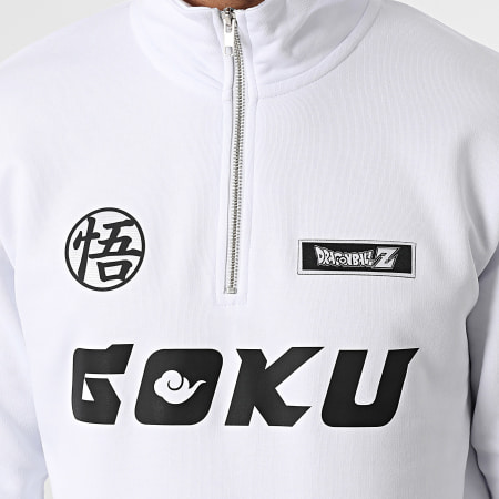 Dragon Ball Z - Sweat Col Zippé Badge Goku Blanc - LaBoutiqueOfficielle.com