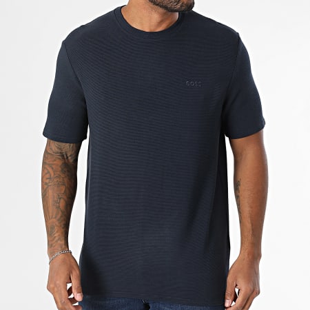 BOSS - Tee Shirt Rib 50527377 Bleu Marine - LaBoutiqueOfficielle.com
