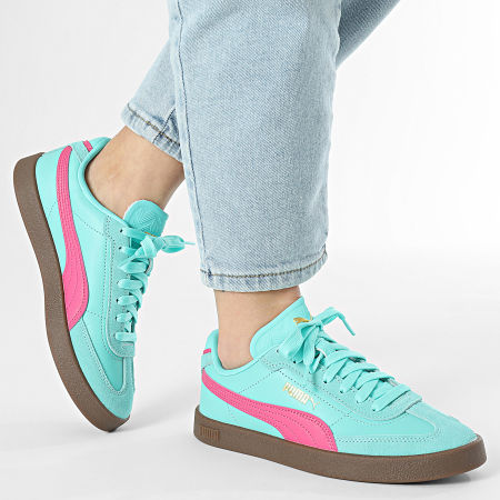 Puma - Baskets Femme Club II Era Jr 401489 Aquatic Puma Pink Puma Gold ...