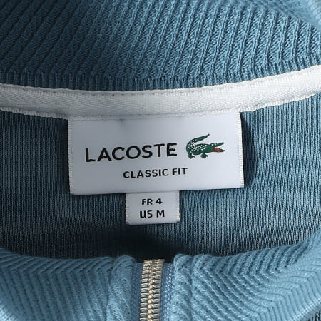 Lacoste Sweat Col Zippe Logo Brode Crocodile Bleu LaBoutiqueOfficielle