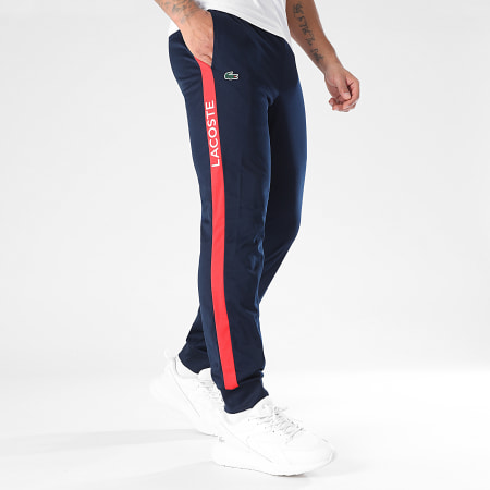 Pantalon Jogging A Bandes Logo Crocodile Bleu Marine Rouge