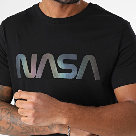 NASA - Tee Shirt Worm Logo Black Rainbow Noir Iridescent Réfléchissant ...