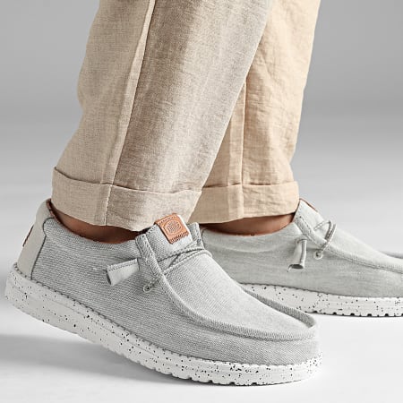 Hey Dude - Mocassins Wally Washed Canvas Light Grey ...