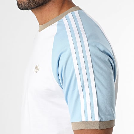 Adidas Originals - Tee Shirt Cali KC4960 Blanc Bleu Clair Taupe ...