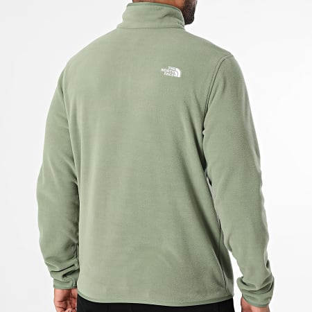 The North Face - Sweat Polaire Col Zippé Glacier Fleece A8D0Q Vert Kaki ...
