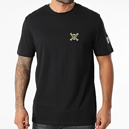 One Piece - Tee Shirt Oversize Large Patch Brodé Or Noir ...