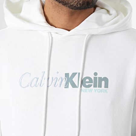 Calvin Klein - Sweat Capuche Terry Cursive Graphic 241G Blanc ...