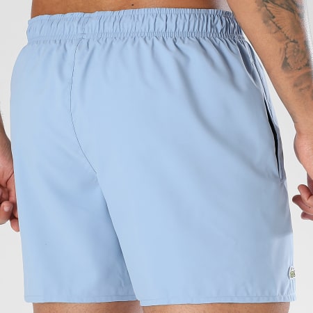 Lacoste - Short De Bain Logo Brodé Crocodile Bleu Clair ...