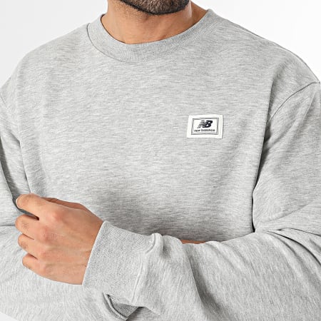 New Balance - Sweat Crewneck Relaxed Fit Woven Label MT6175T5 Gris ...