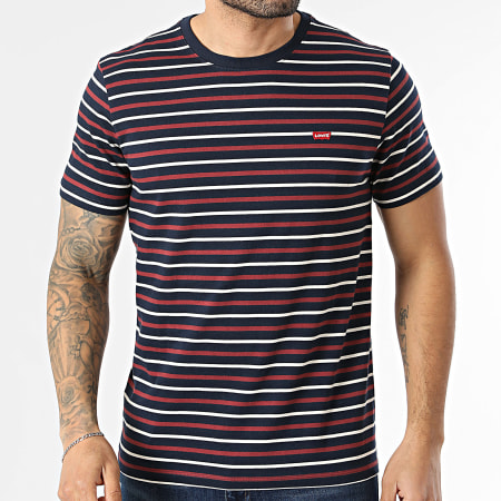 Levi's - Tee Shirt A Rayures 56605 Bleu Marine Beige Rouge Brique ...