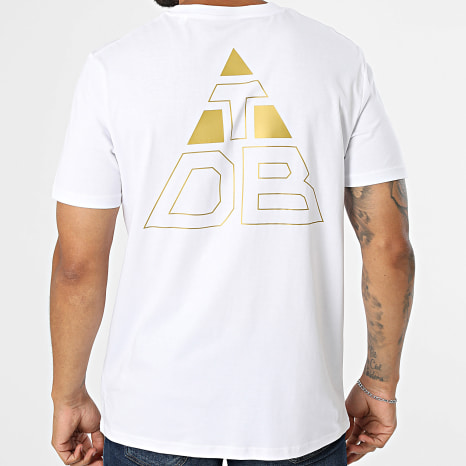 TRIANGLE DES BERMUDES - Camiseta Oversize Logo Outline Blanco Dorado ...